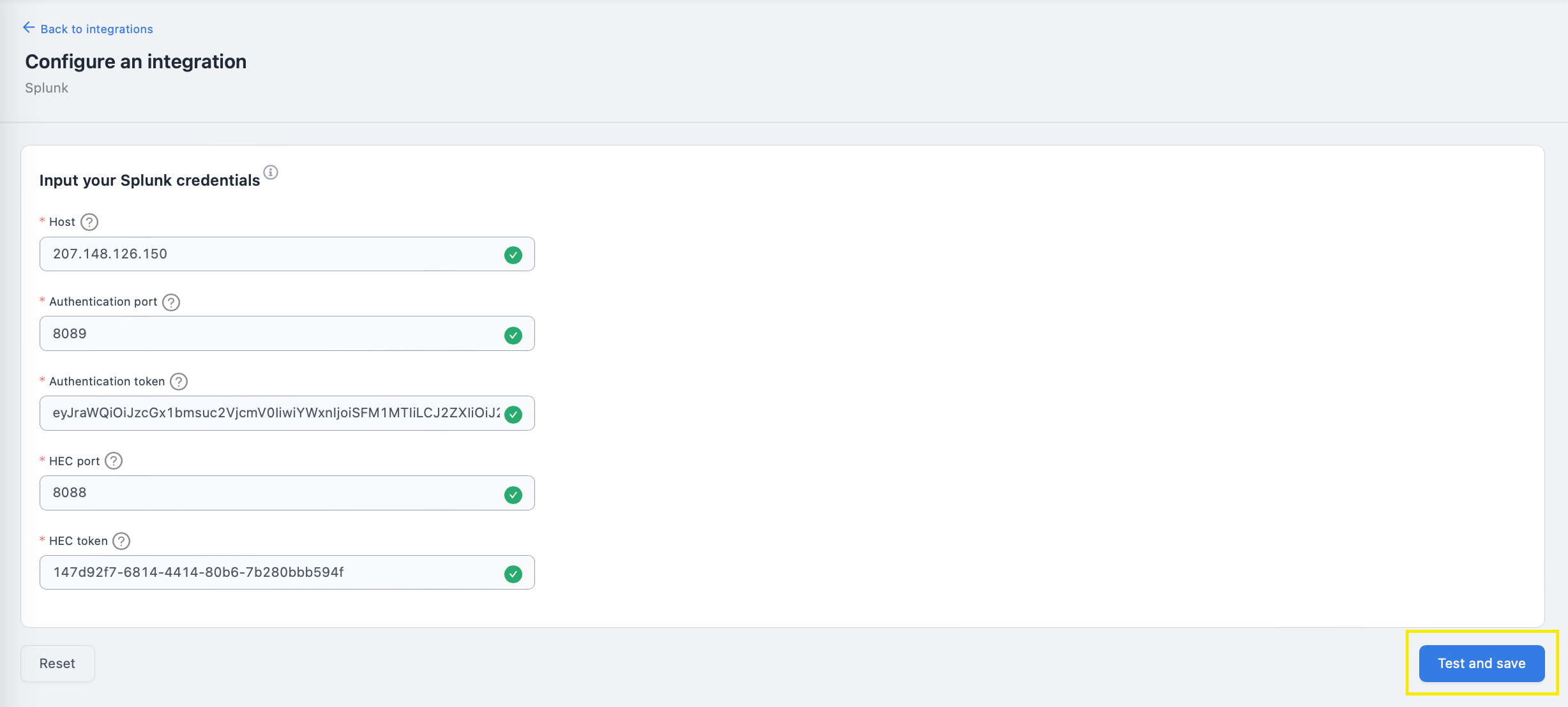 Splunk Integration 